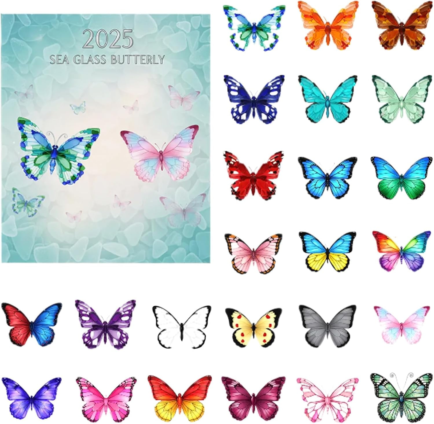 2025 Sea Glass Butterfly Advent Calendar,24 Day Christmas Countdown ...