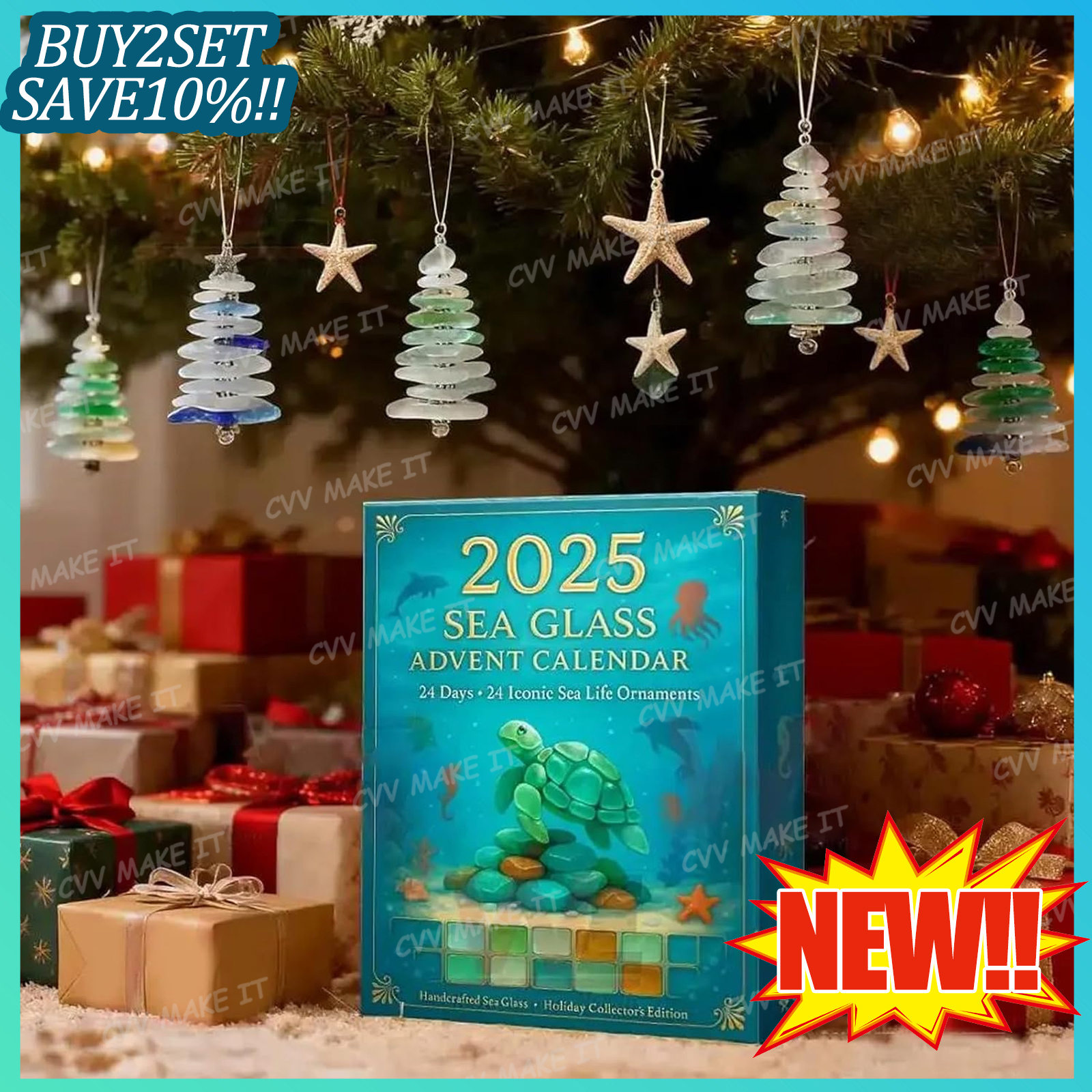 2025 Sea Glass Marine Life Advent Calendar, 24 Days Ocean-themed ...
