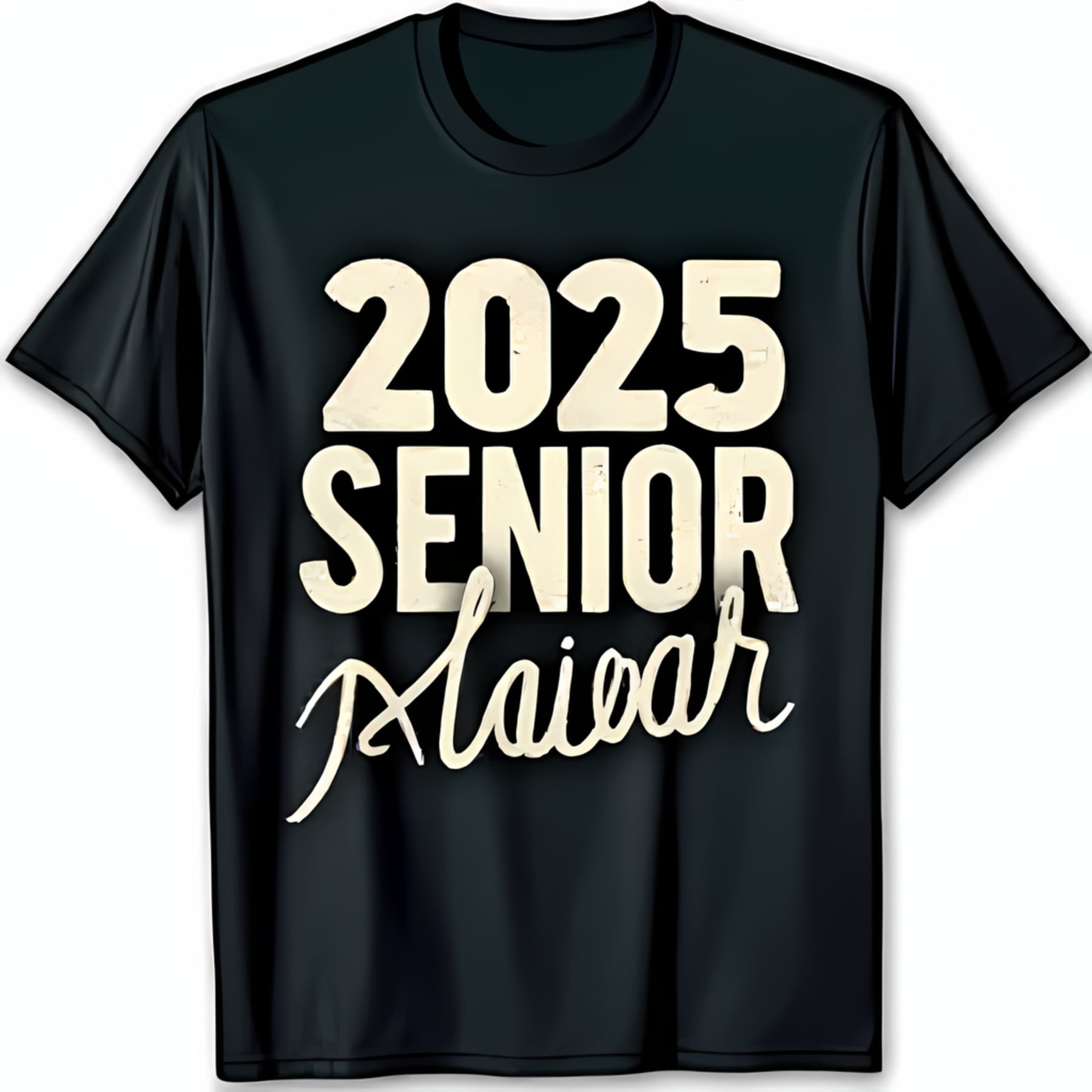 2025 Senior Black T-Shirt with Cursive 'Hawaii' Bold Graduation Tee ...