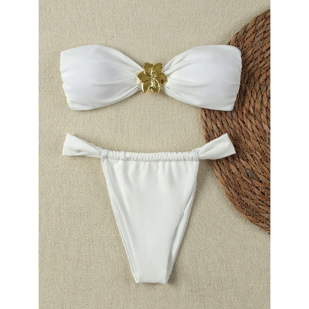 "2025 Sexy Bandeau Push-Up Bikini Set - Brazilian Thong Swimwear for ...
