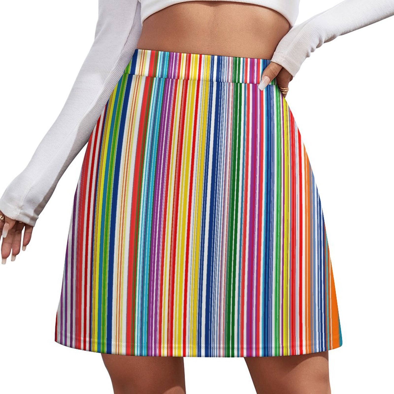 2025 Skirt Female Colorful Print Elegant Mini Skirts High Waist Design ...