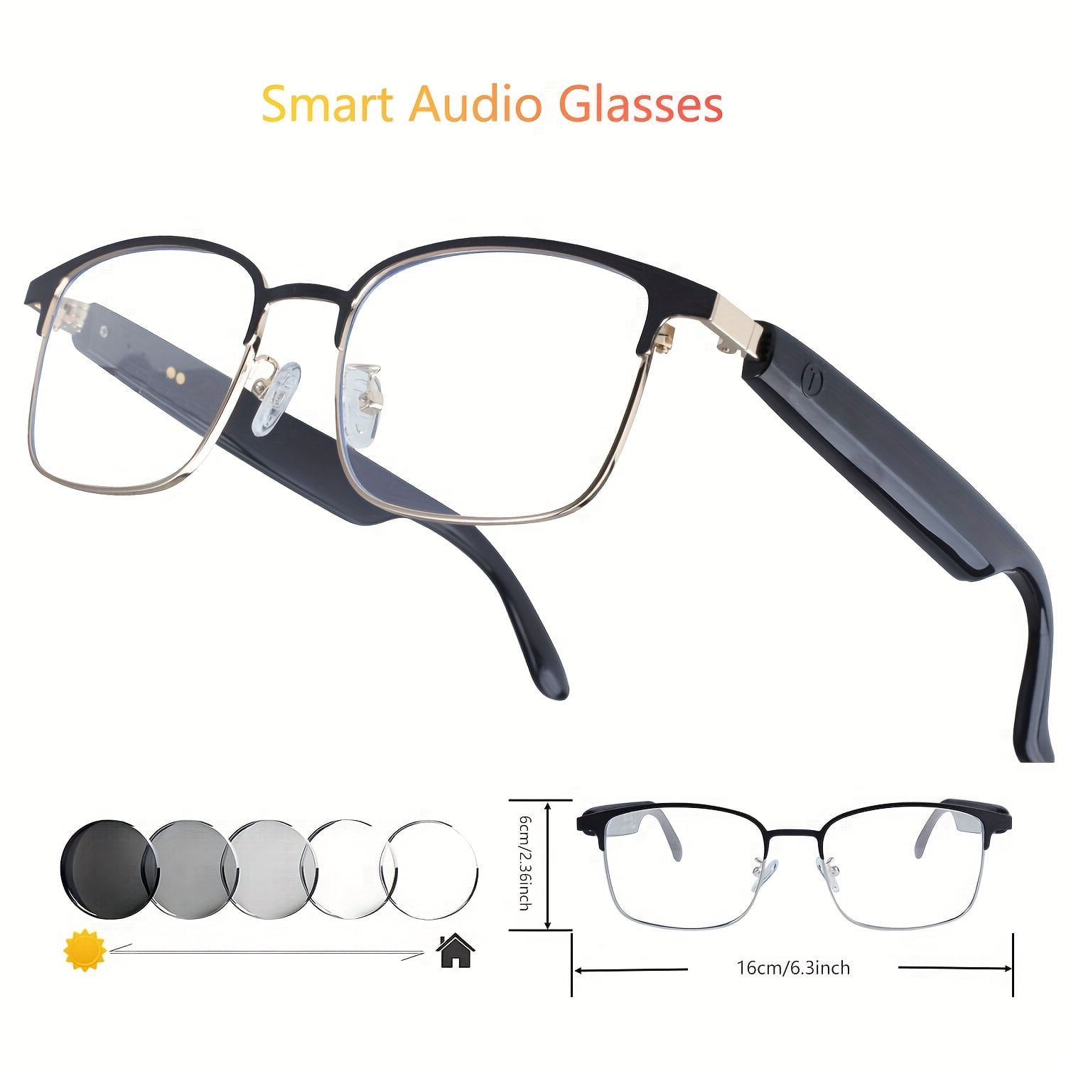2025 Smart Audio Glasses, Auto-Dimming & Auto-Focusing, Anti-Blue Light ...
