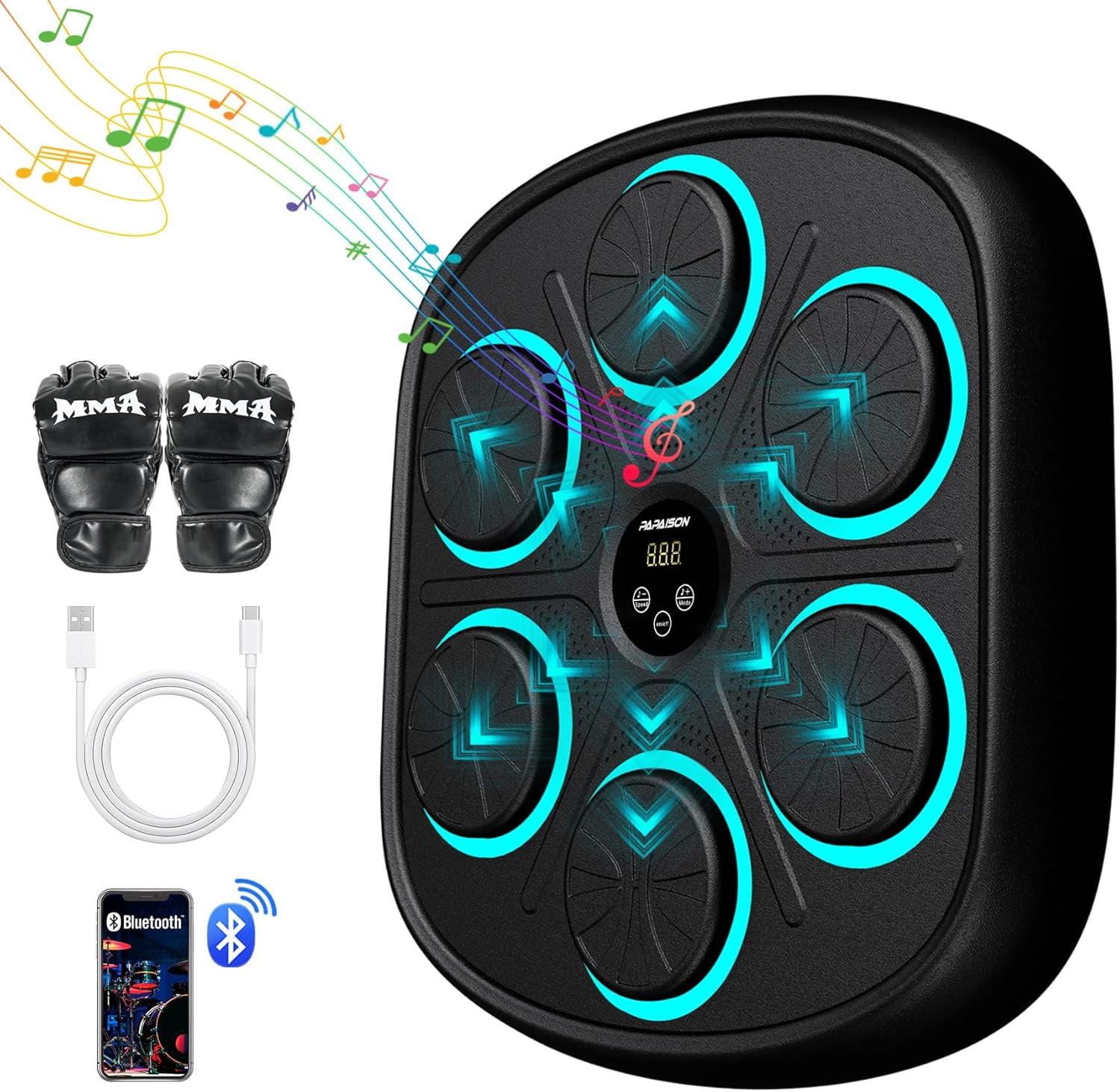 2025 Smart Music Boxing Machine with Gloves, Wall-Mounted Bluetooth ...