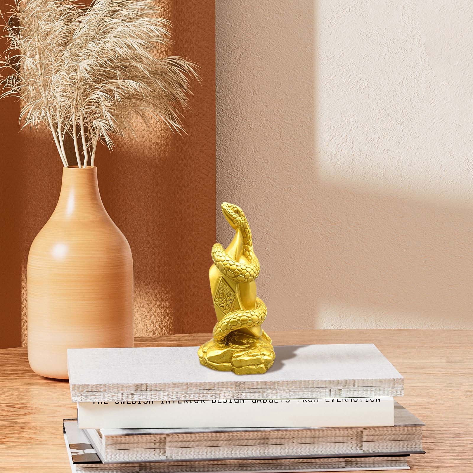 2025 Snake Statue Collectible Figurines Resin Snake Figurine Golden ...