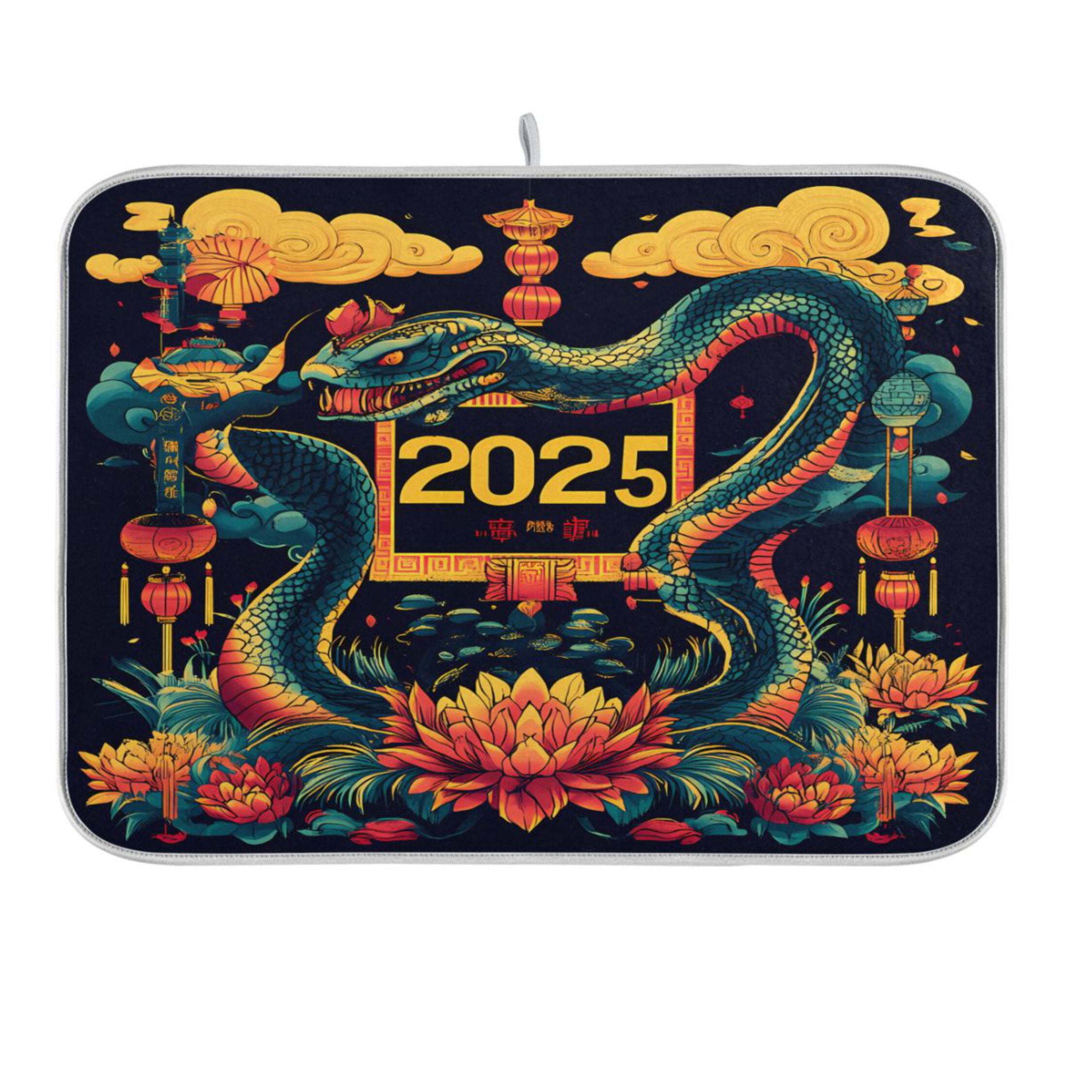 2025 Snake Year Dish Drying Mat 18x24 Absorbent Microfiber Draining ...