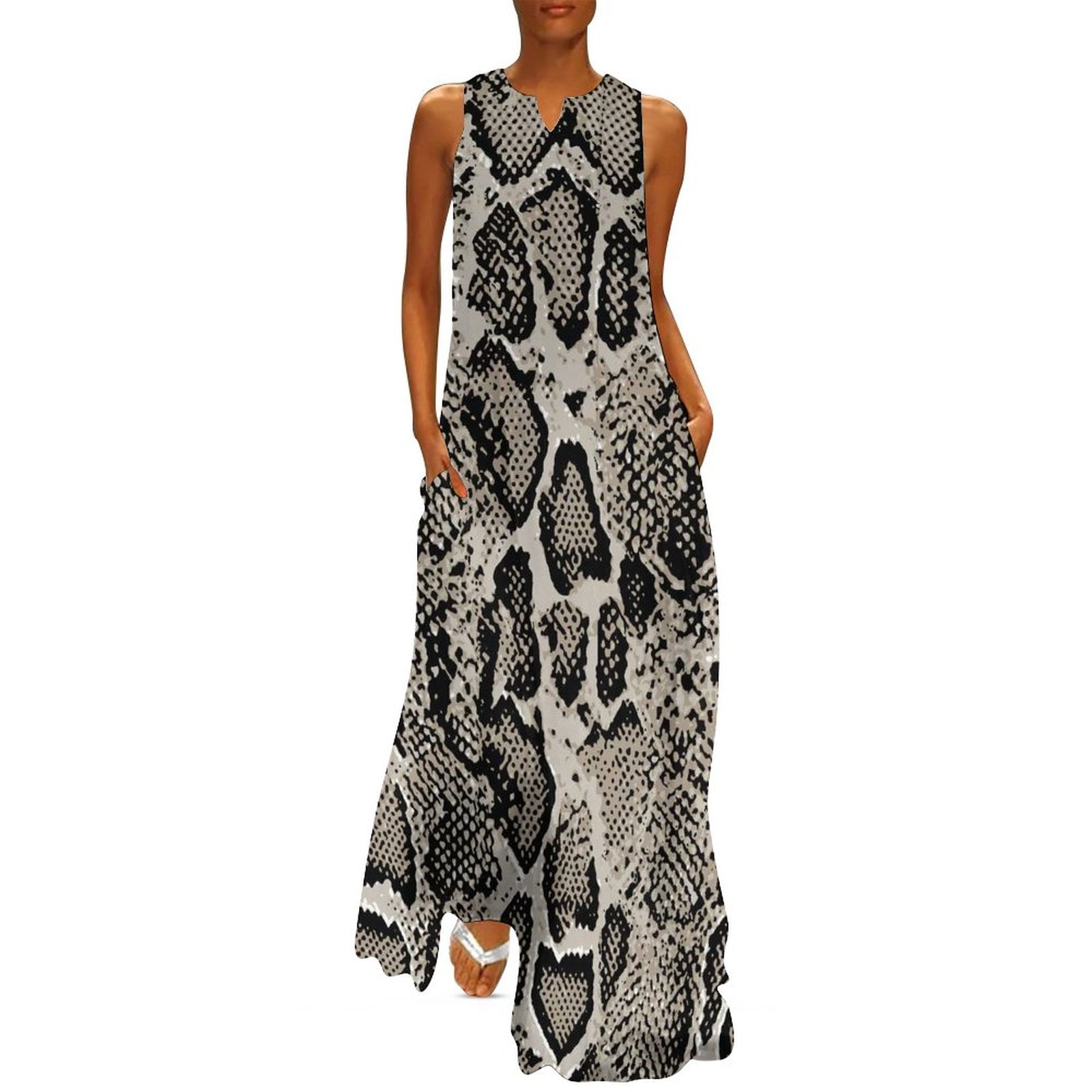 2025 Snakeskin Python Dress Summer Classic Faux Animal Print Korean ...