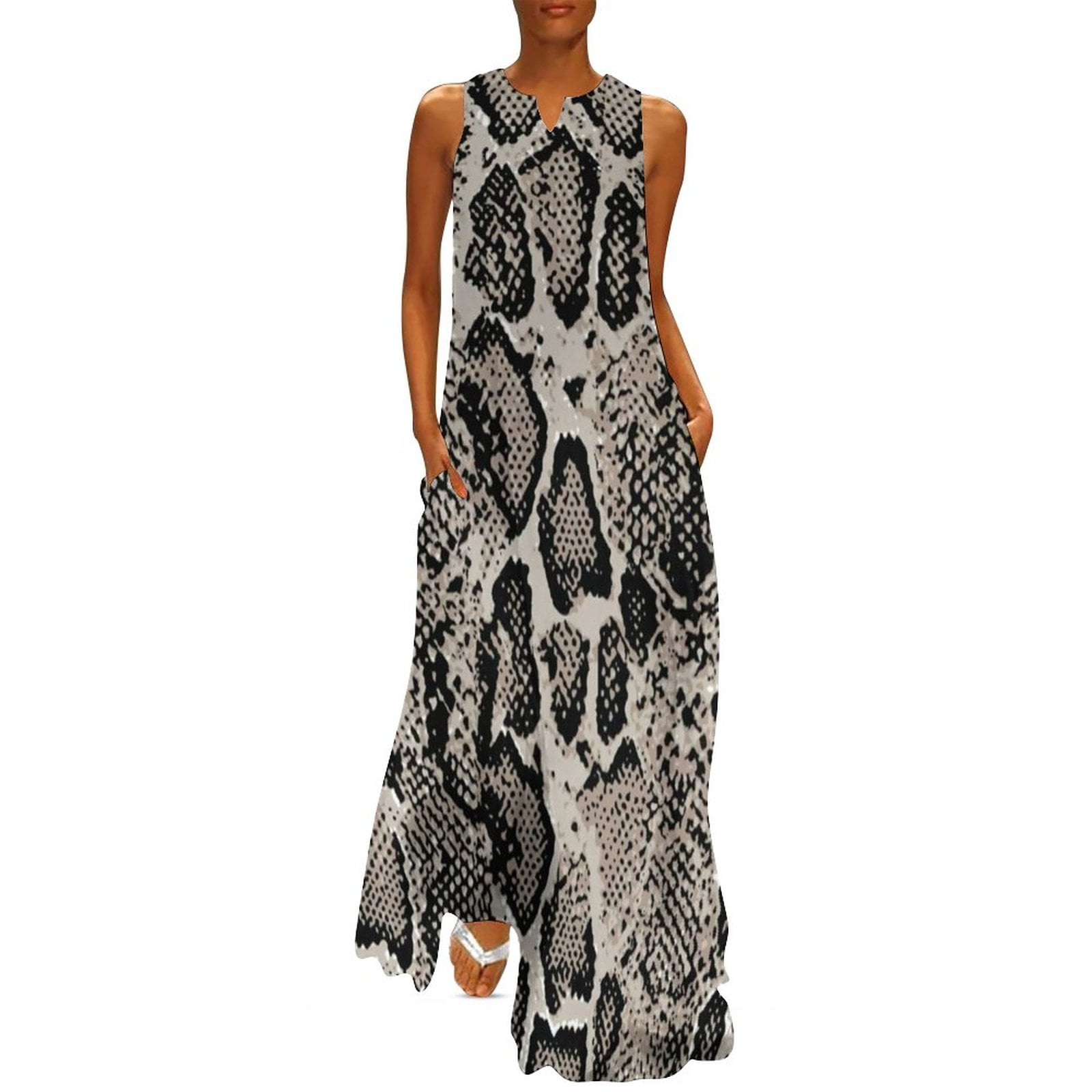 2025 Snakeskin Python Dress Summer Classic Faux Animal Print Korean ...