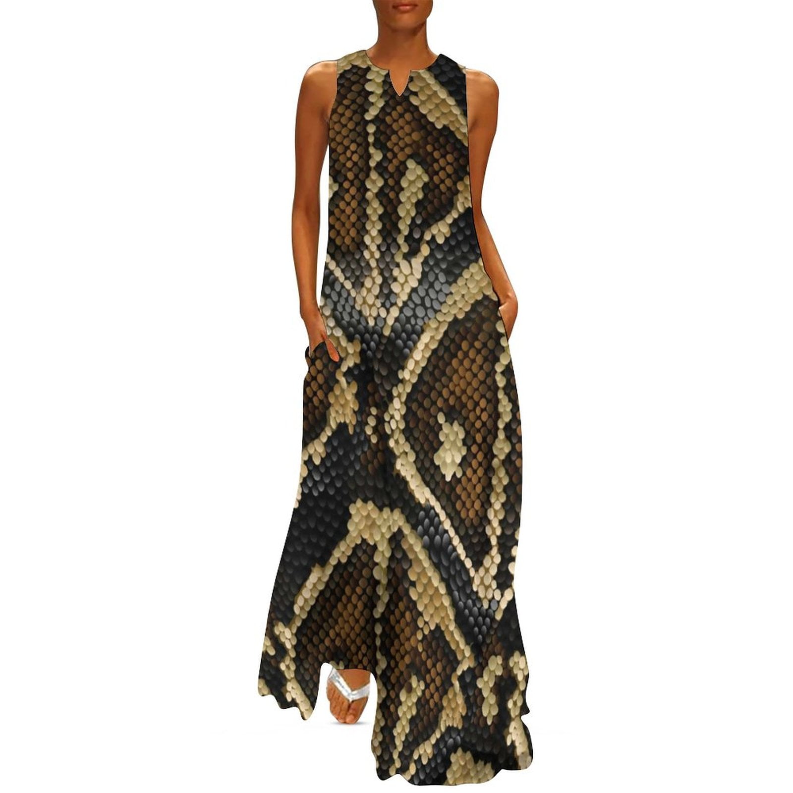 2025 Snakeskin Python Dress Summer Classic Faux Animal Print Korean ...