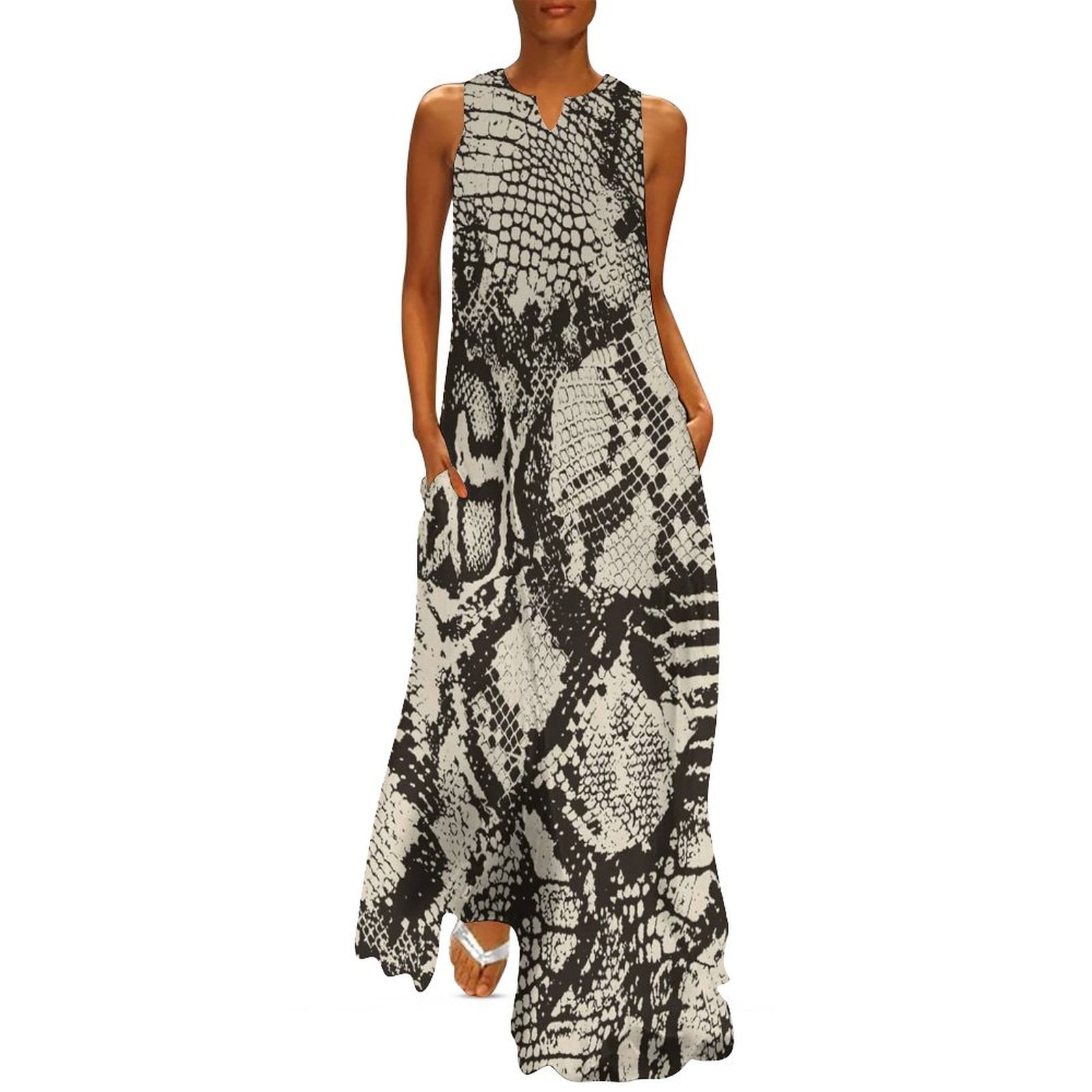 2025 Snakeskin Python Dress Summer Classic Faux Animal Print Korean ...