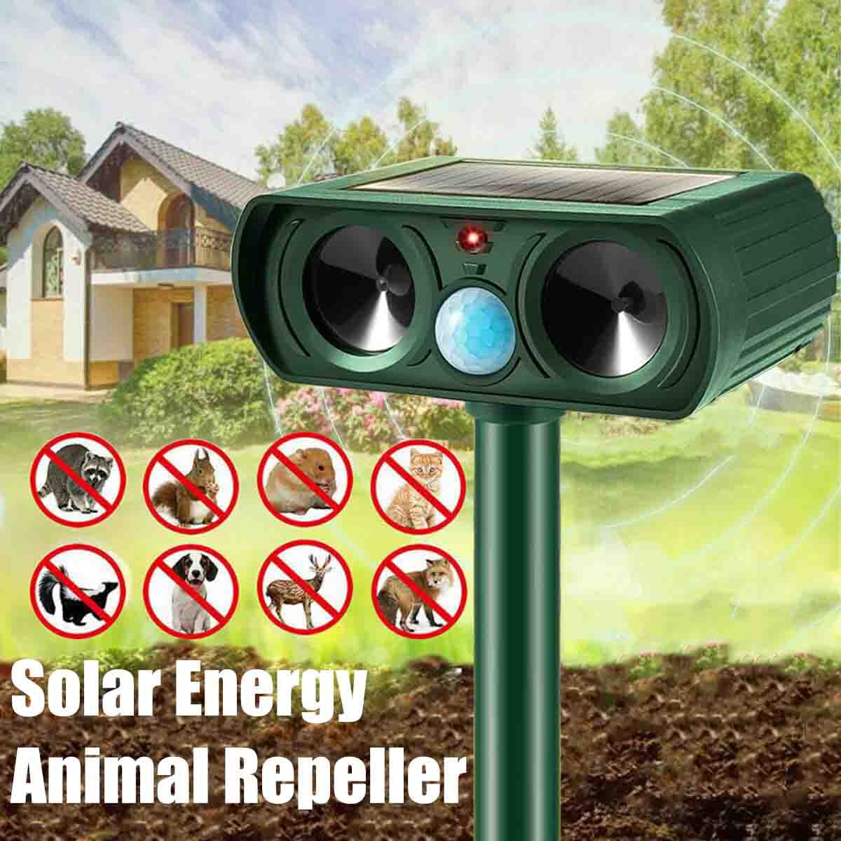 2025 Solar Animal Repellent Ultrasonic Cat Repellent Outdoor Deer ...