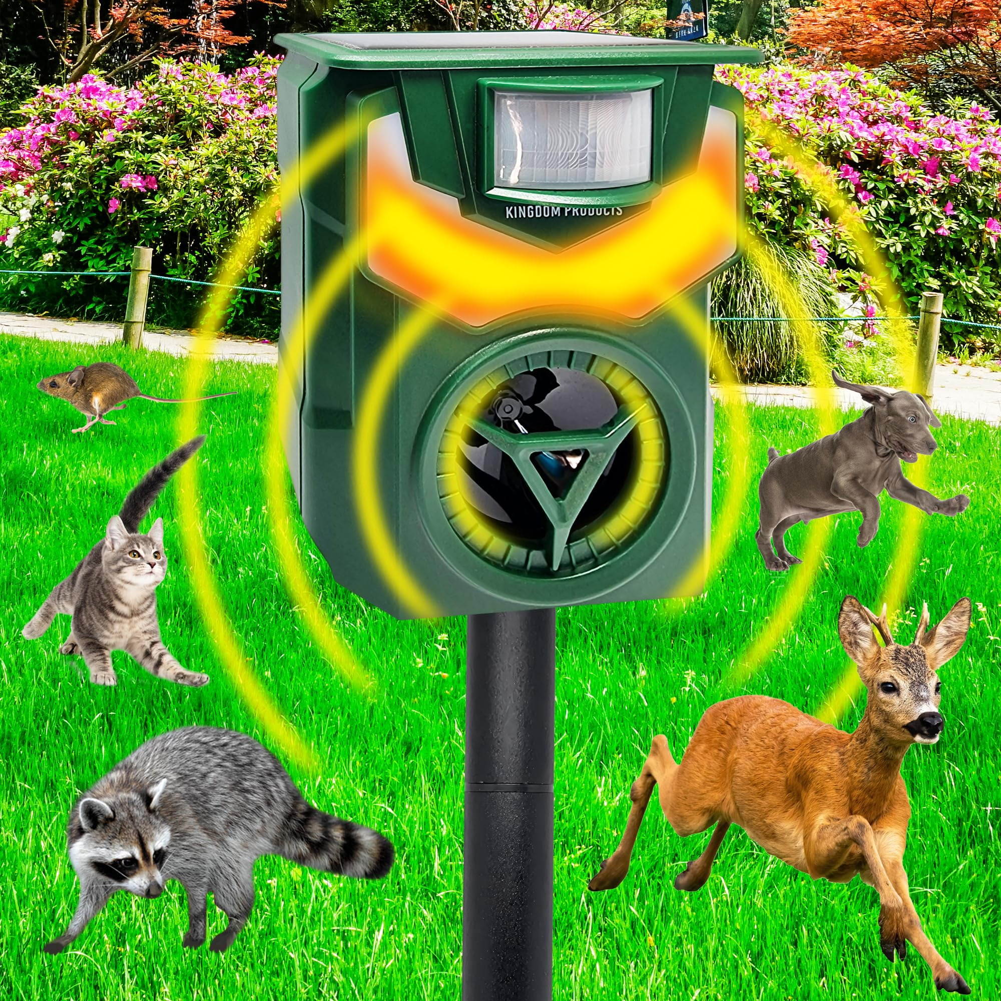 2025 Solar Animal Repeller with 26ft Extended Sensing Distance and 110 ...