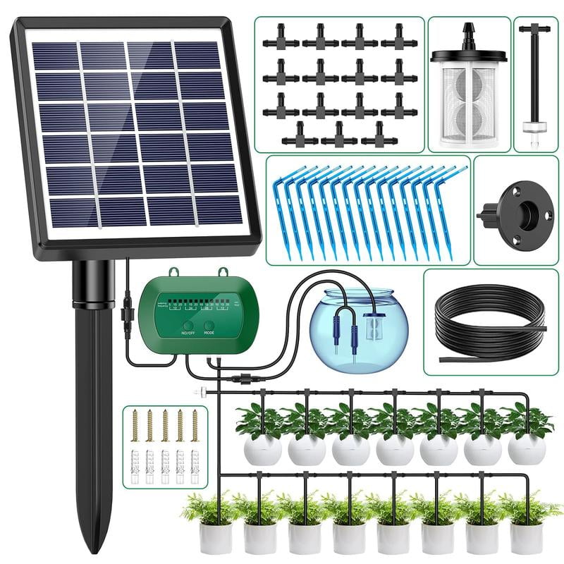 2025 Solar Drip Irrigation Kit - Automatic Watering System for Garden ...