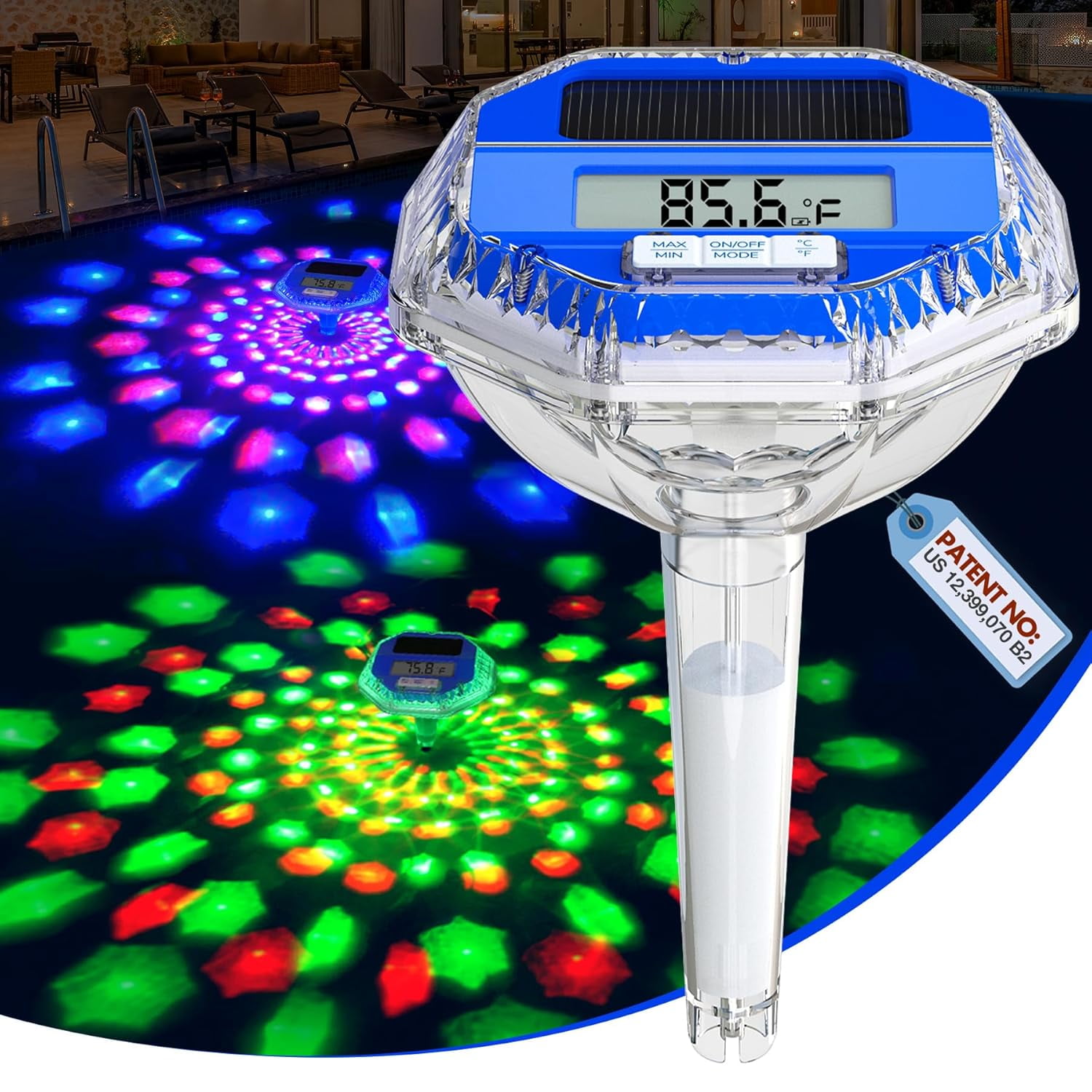 2025 Solar Pool Thermometer Floating with Dynamic Light Show | Digital ...