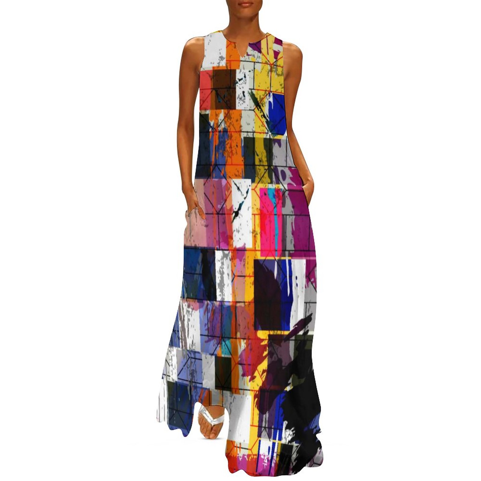 2025 Splatter Art Dress Spring Colorful Splashes Streetwear Casual Long ...