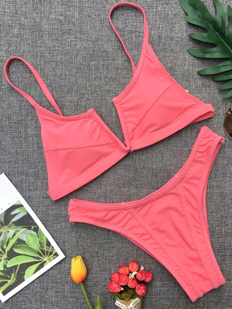 2025 Splicing Denim V Shaped Thong Bikini Women Swimsuit Female ...