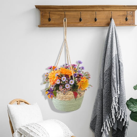 2025 Spring New Wind Rattan Basket Hanging Basket Storage Green Dill ...