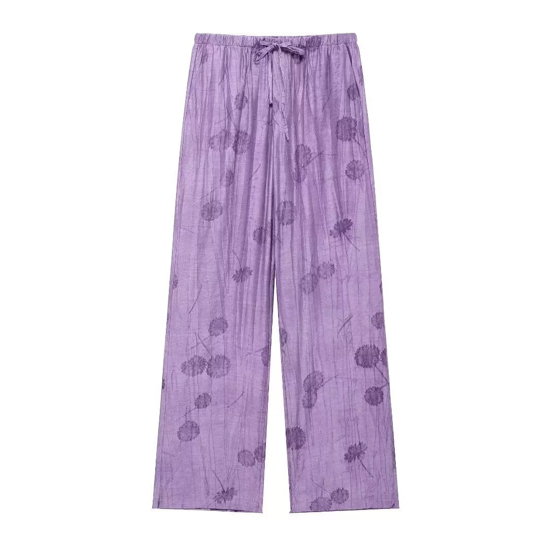 2025 Spring Summer Women's Floral Pattern Loose Shirt and Relaxed Pants ...