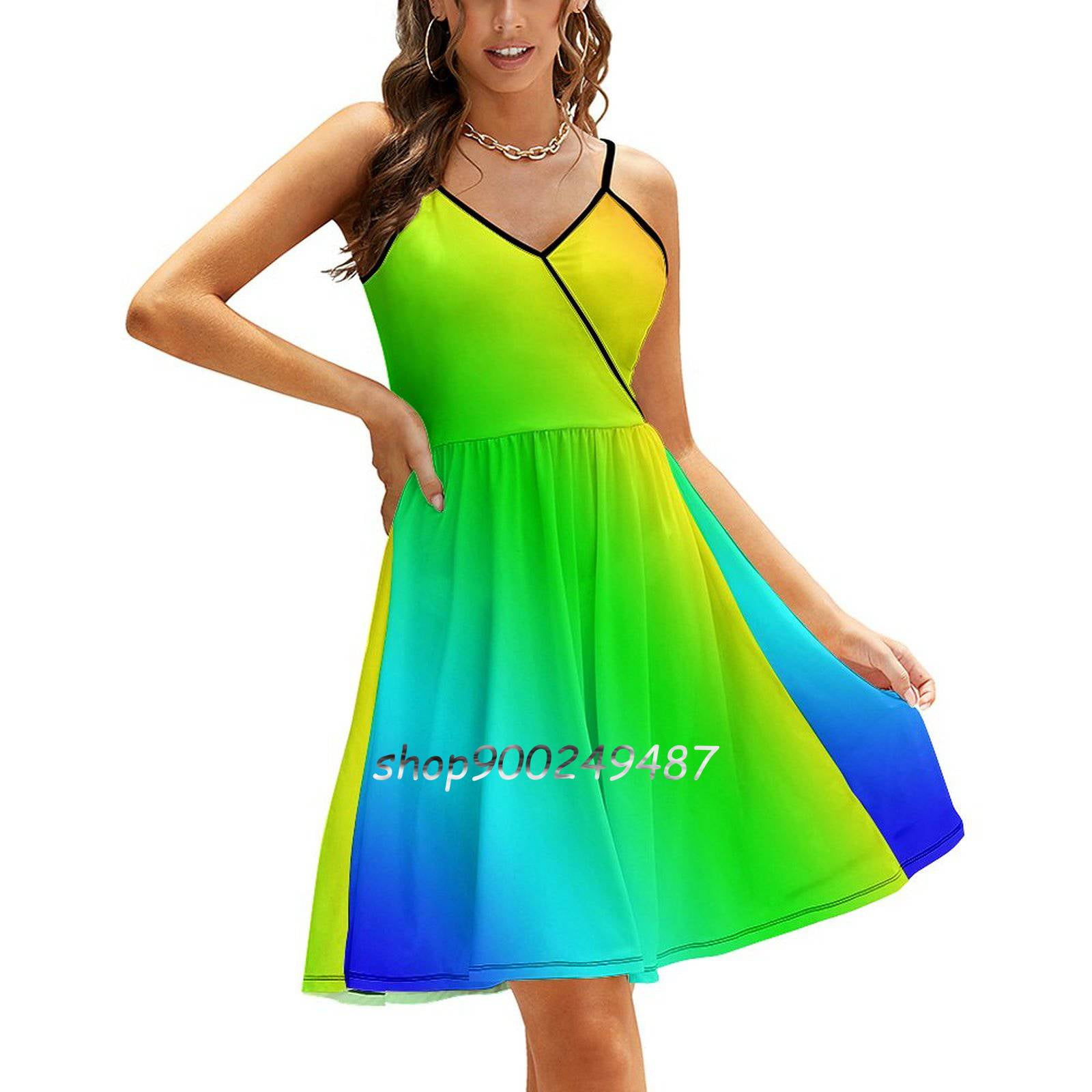 2025 Square Neck Dress Sweet Summer Dress Women Elegant Halter Print ...