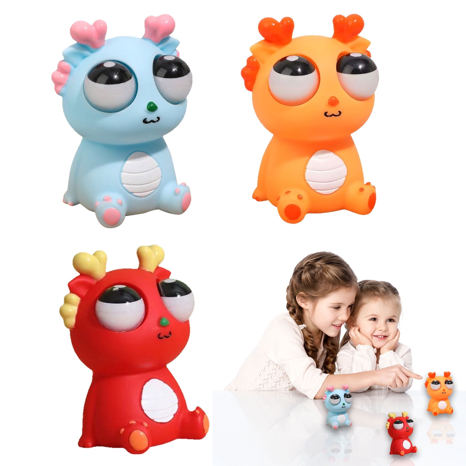 2025 Squeeze Stress Relief Toy Eye Popping Dragon, Set of 3 Funny ...