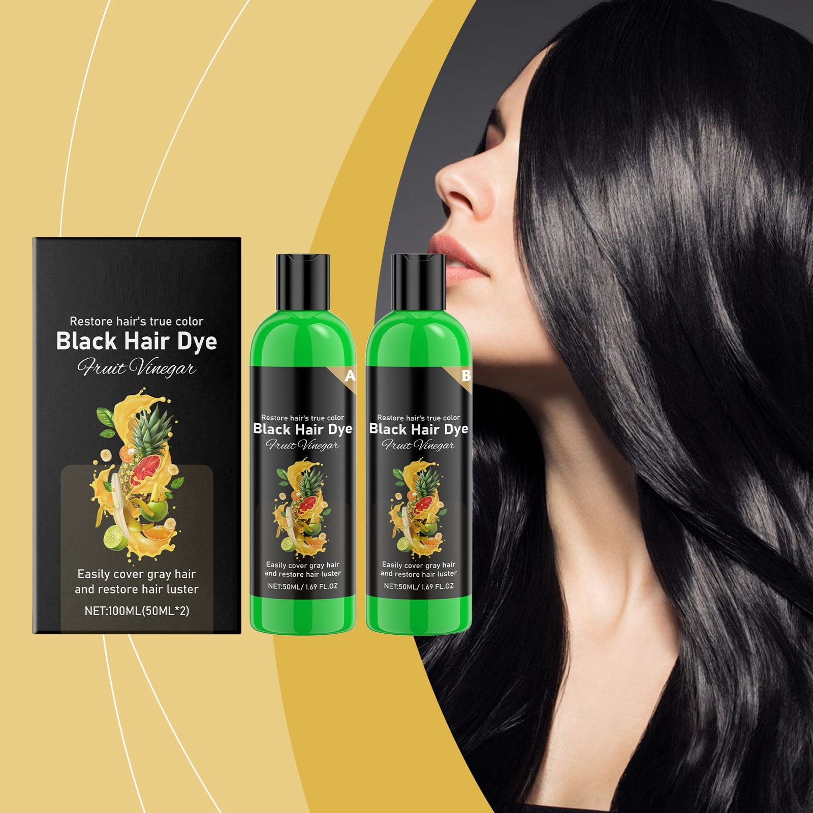 2025 Sring Sales!Hair Coloring Products,Fruit Vinegar Based Dark Hair ...