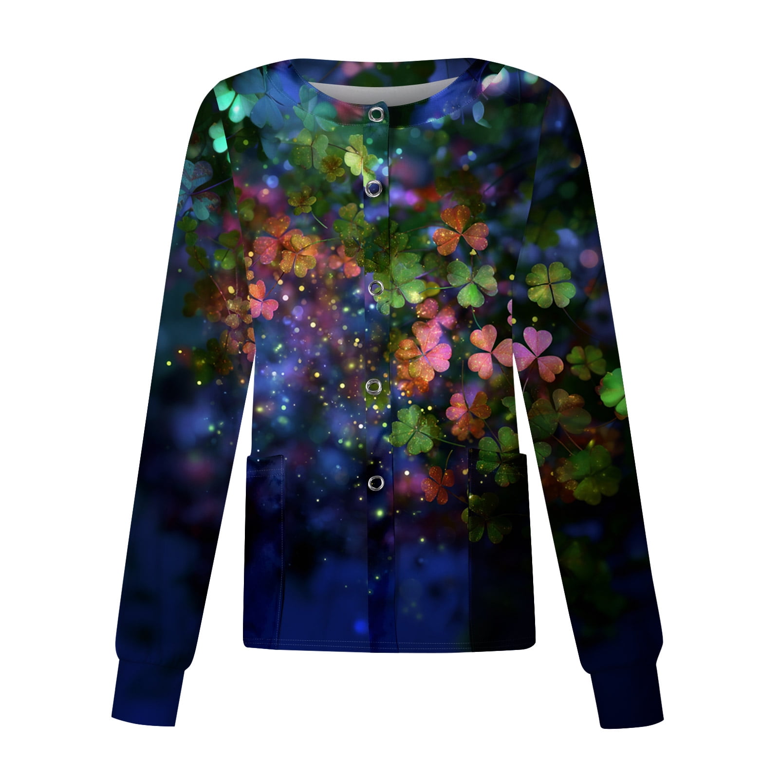 2025 St. Patrick's Day Scrub Tops Long Sleeve Scrubs for Women Shamrock ...