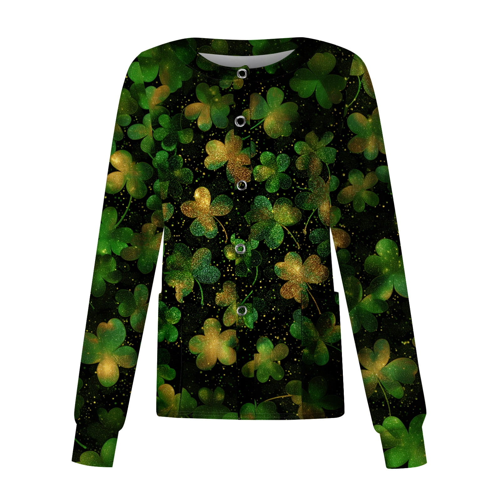 2025 St. Patrick's Day Scrub Tops Long Sleeve Scrubs for Women Shamrock ...