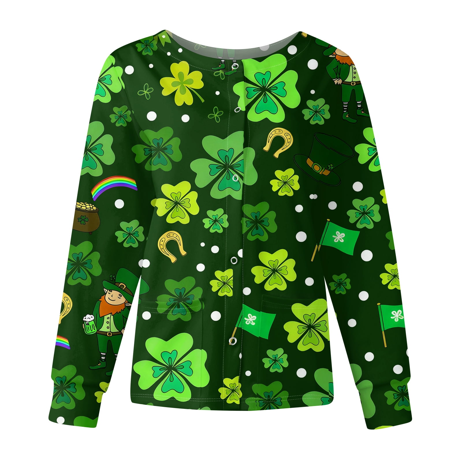 2025 St Patrick's Day Scrub Tops Women Stretchy Plus Size Nurse Shirts ...