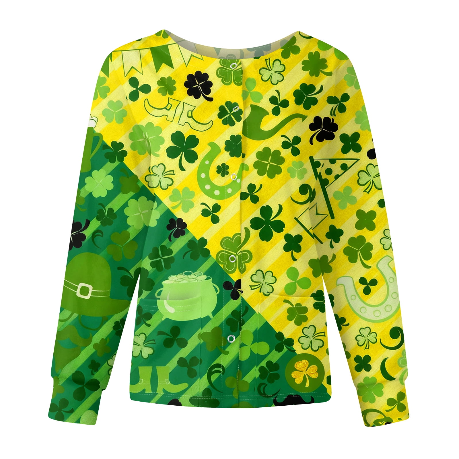 2025 St Patrick's Day Scrub Tops Women Stretchy Plus Size Nurse Shirts ...