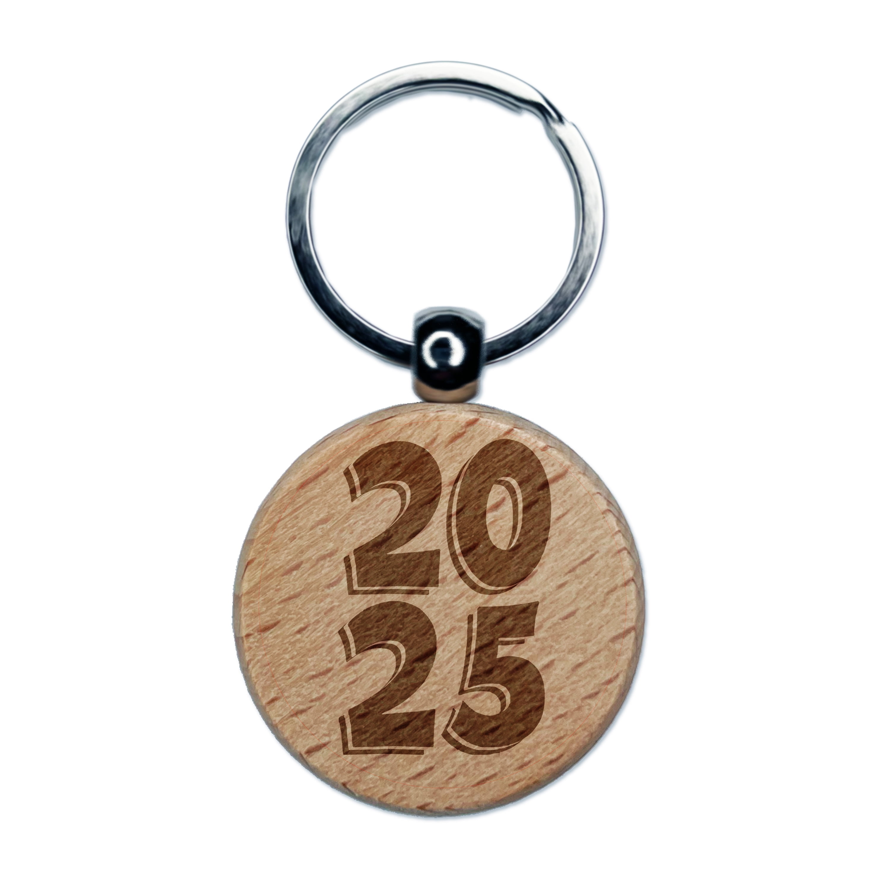 2025 Stacked Graduation Shadow Round Keychain Charm Tag - Engraved Wood ...