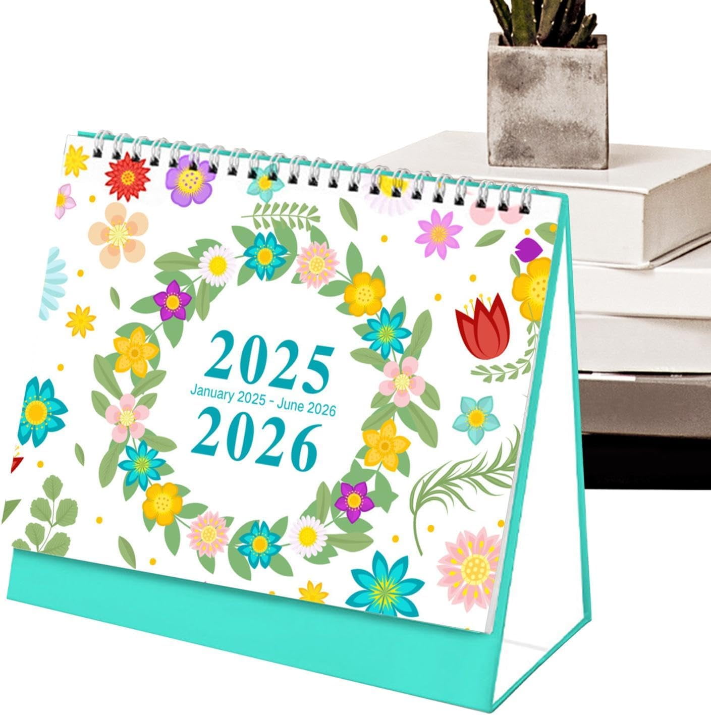 2025 Standing Desktop Calendar - 18 Months Flower Desk Calendar ...