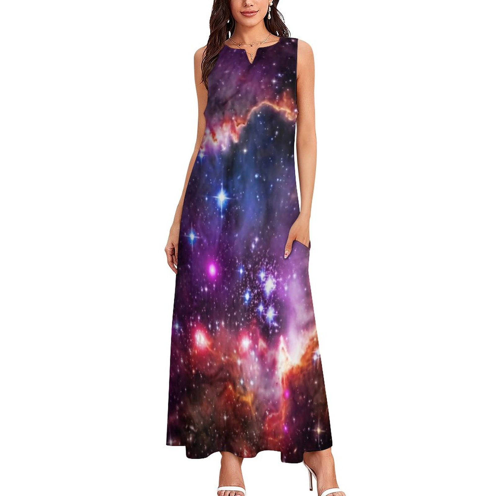 2025 Star Galaxy Dress Outer Space Print Party Maxi Dress Aesthetic ...
