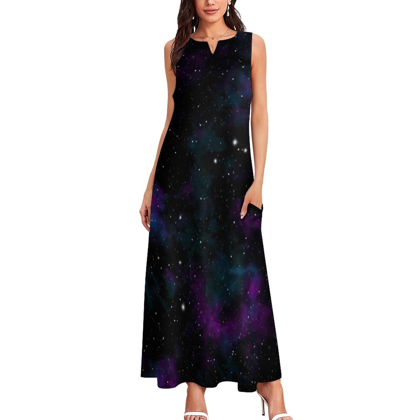 2025 Star Galaxy Dress Outer Space Print Party Maxi Dress Aesthetic ...