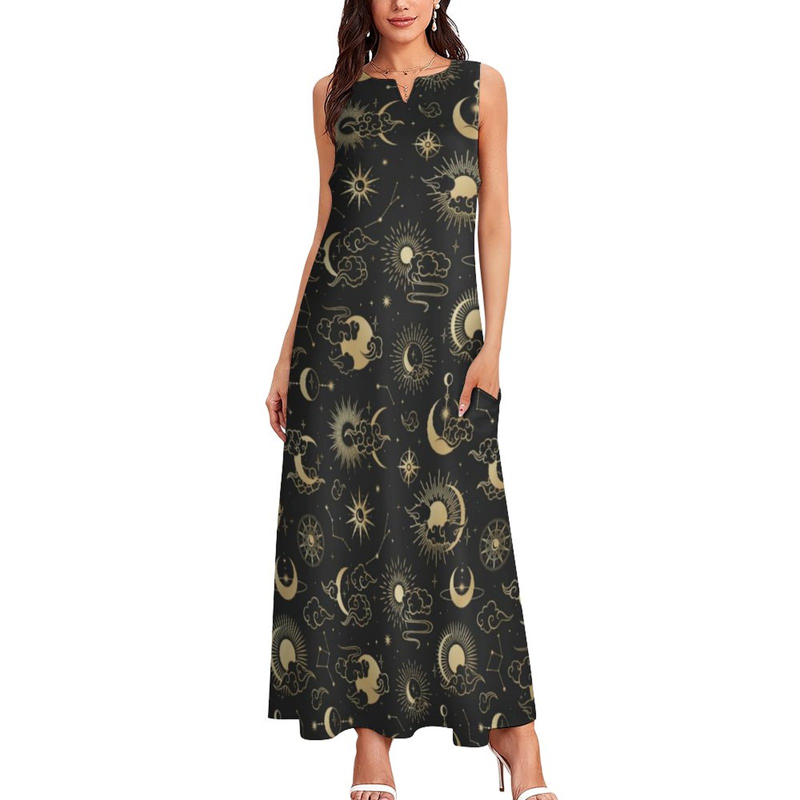 2025 Star Galaxy Dress Outer Space Print Party Maxi Dress Aesthetic ...