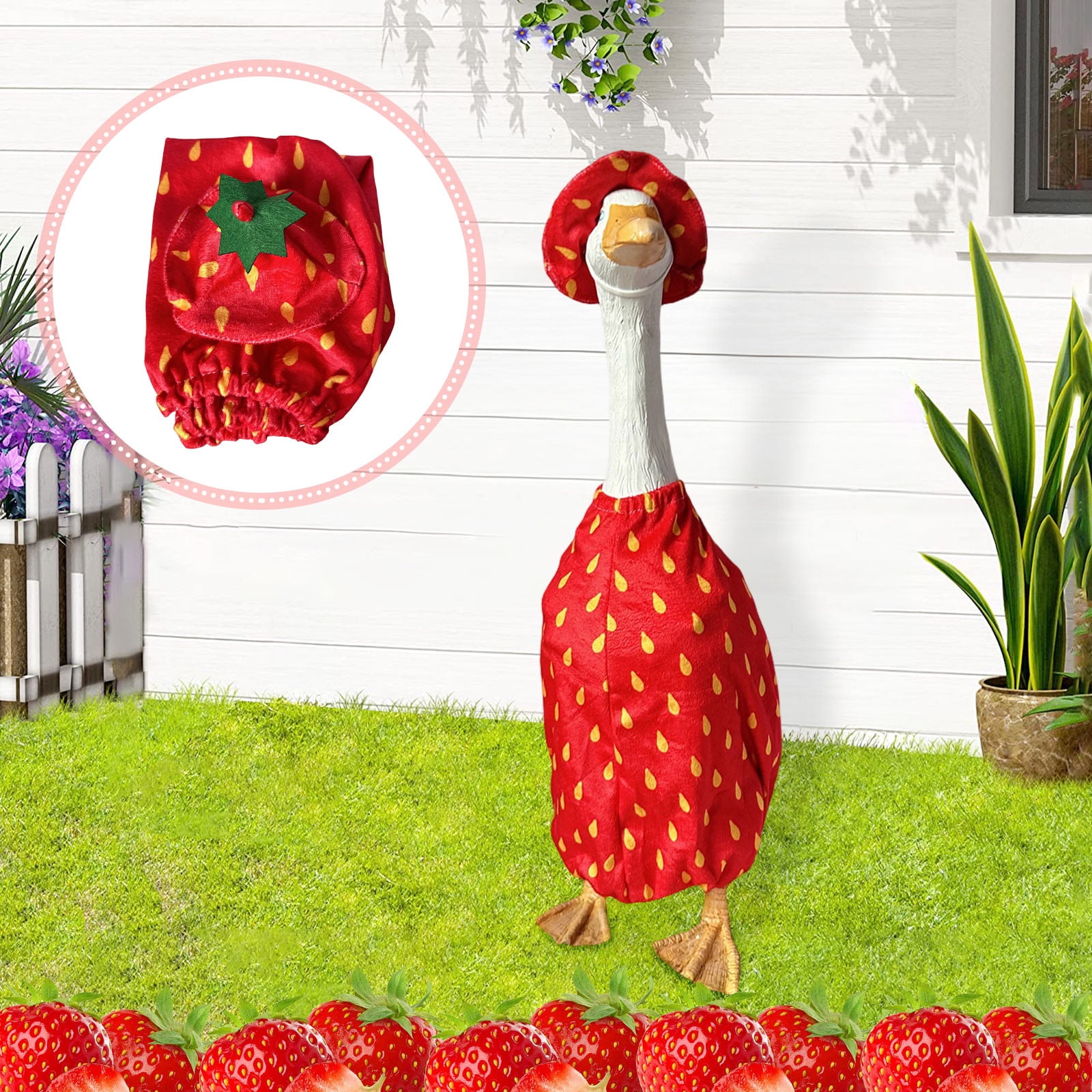 2025 Strawberry Goose Outfit, Garden Goose Statue Clothing Yard Goose ...