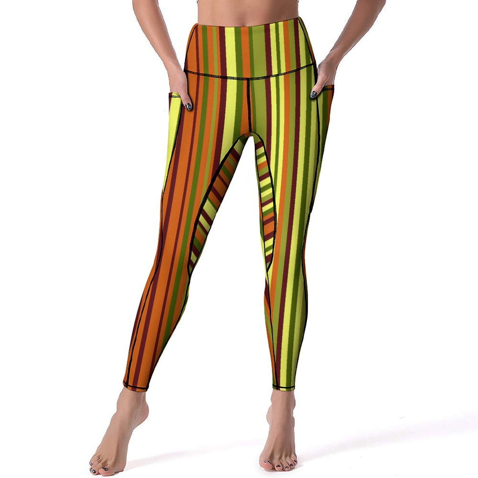 2025 Striped Print Yoga Pants Wave Abstract Lines Graphic Leggings Push Up Workout Leggins Women