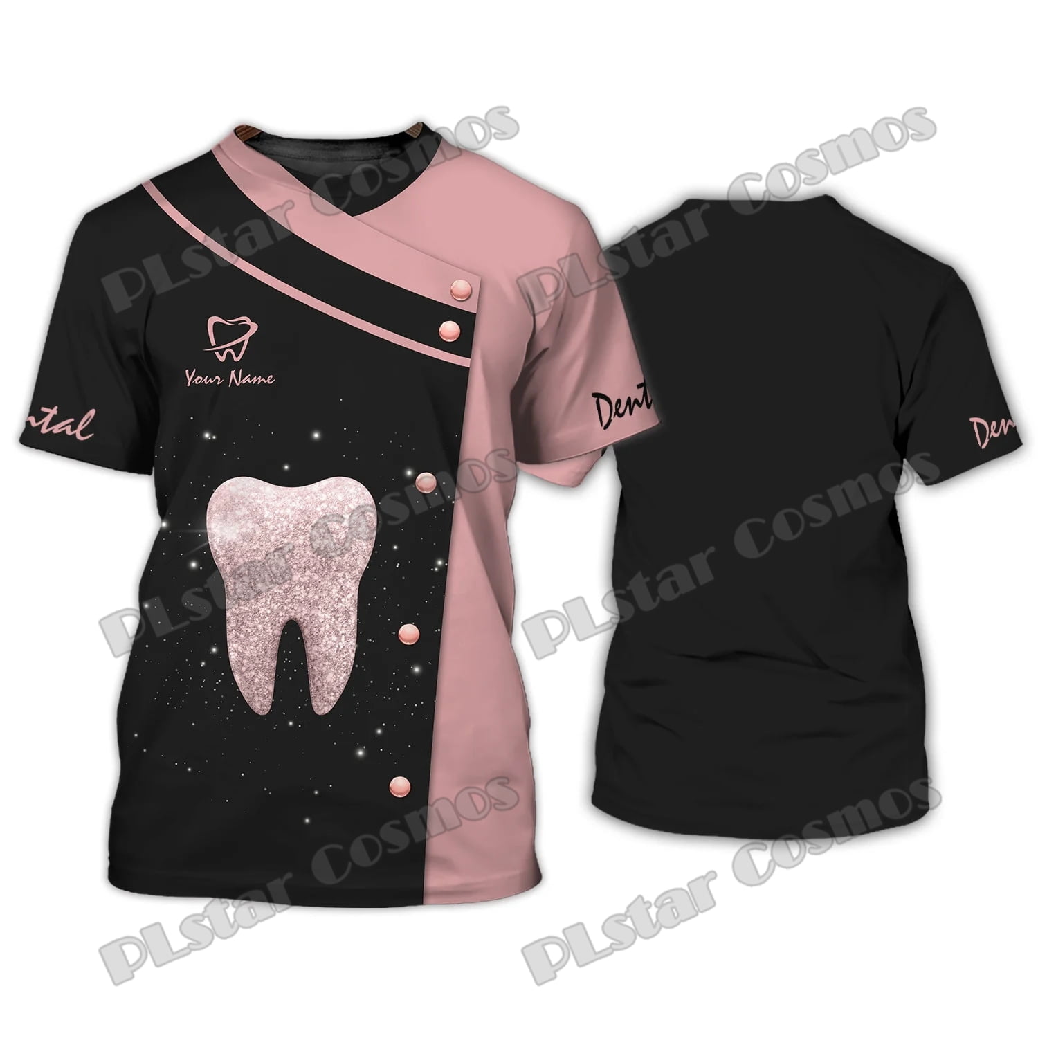2025 Summer Latest Mens t shirt Custom Name Dental Tools Pattern 3D ...