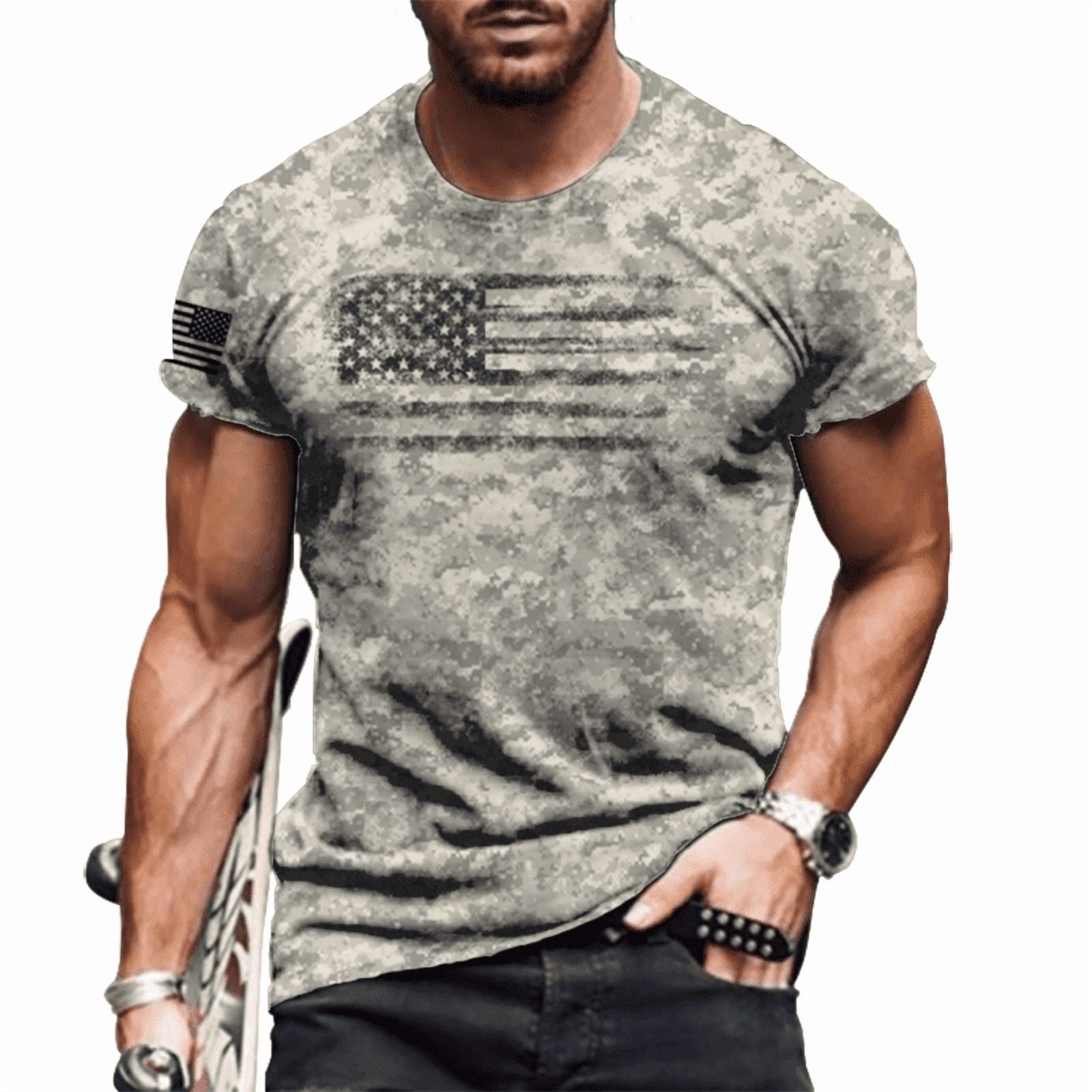2025 Summer Men's Bodybuilding Shirts Short Sleeves Round Neck T-Shirts ...