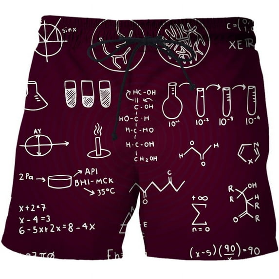 2025 Summer Men's Short 3D Printed Mathematical Formula Men Street ...