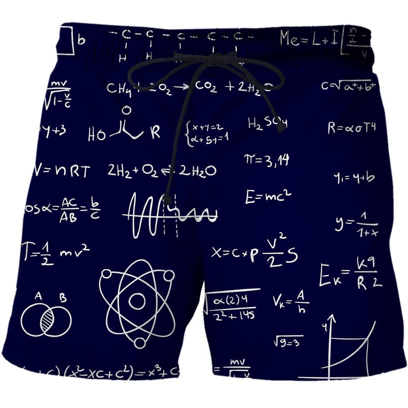 2025 Summer Men's Short 3D Printed Mathematical Formula Men Street ...