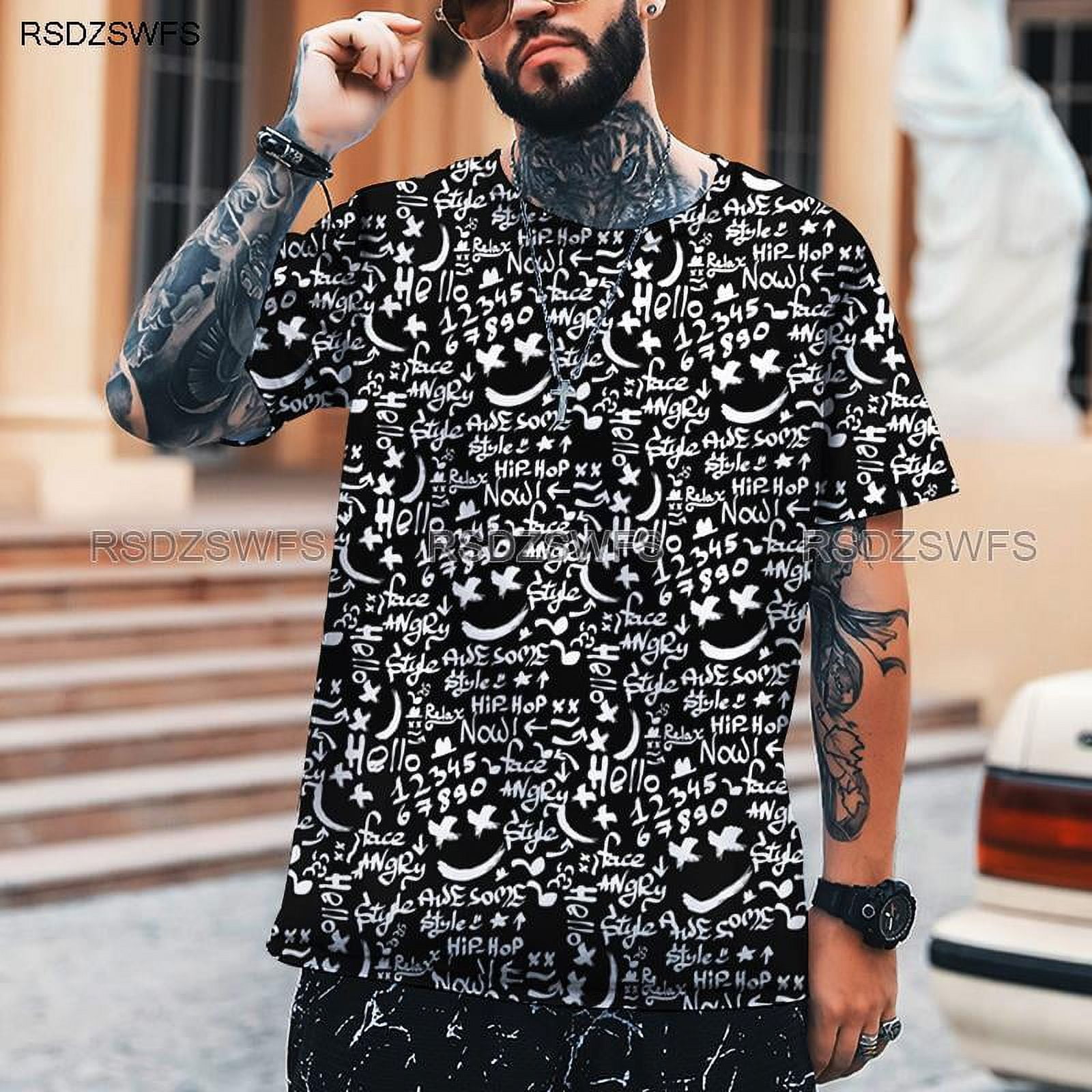 2025 Summer Men's Tops HD 3D Printed Tops Street Cool Hip Hop Fashion ...