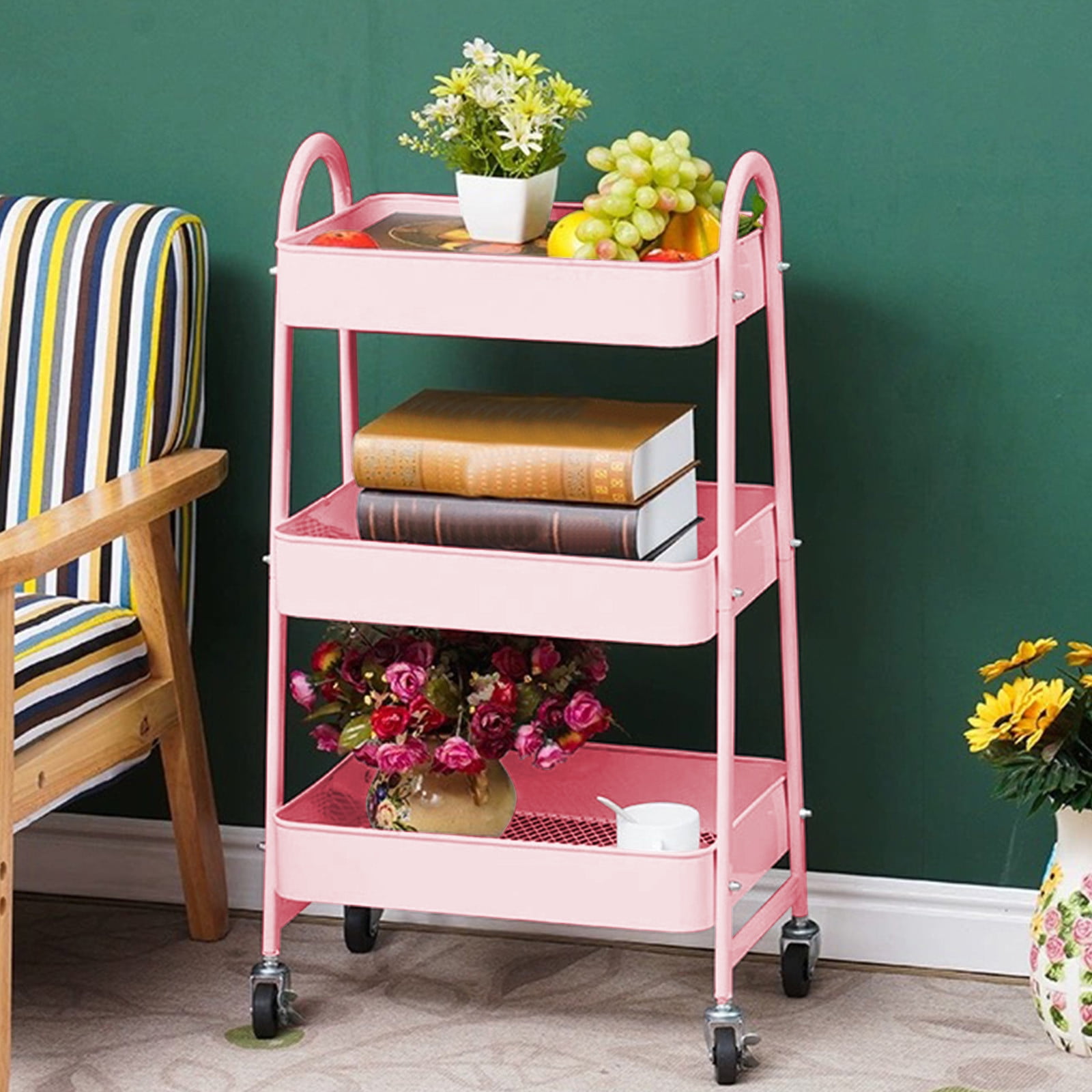 2025 Summer Savings! 3 Tier Rolling Cart, Trolley Shelves Kitchen ...