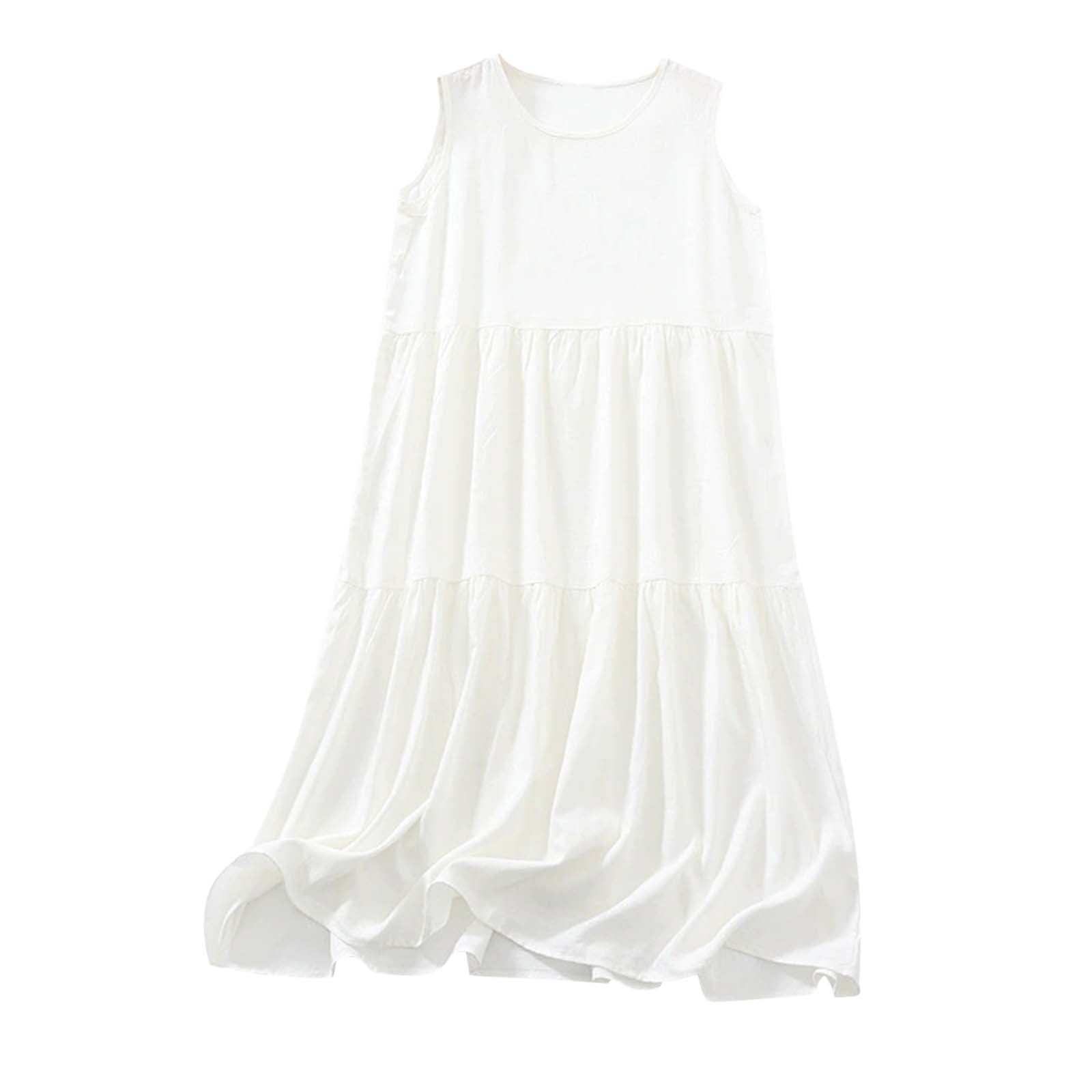2025 Summer Tank Dress for Women Casual Loose Plain Maxi Sundress Cute ...