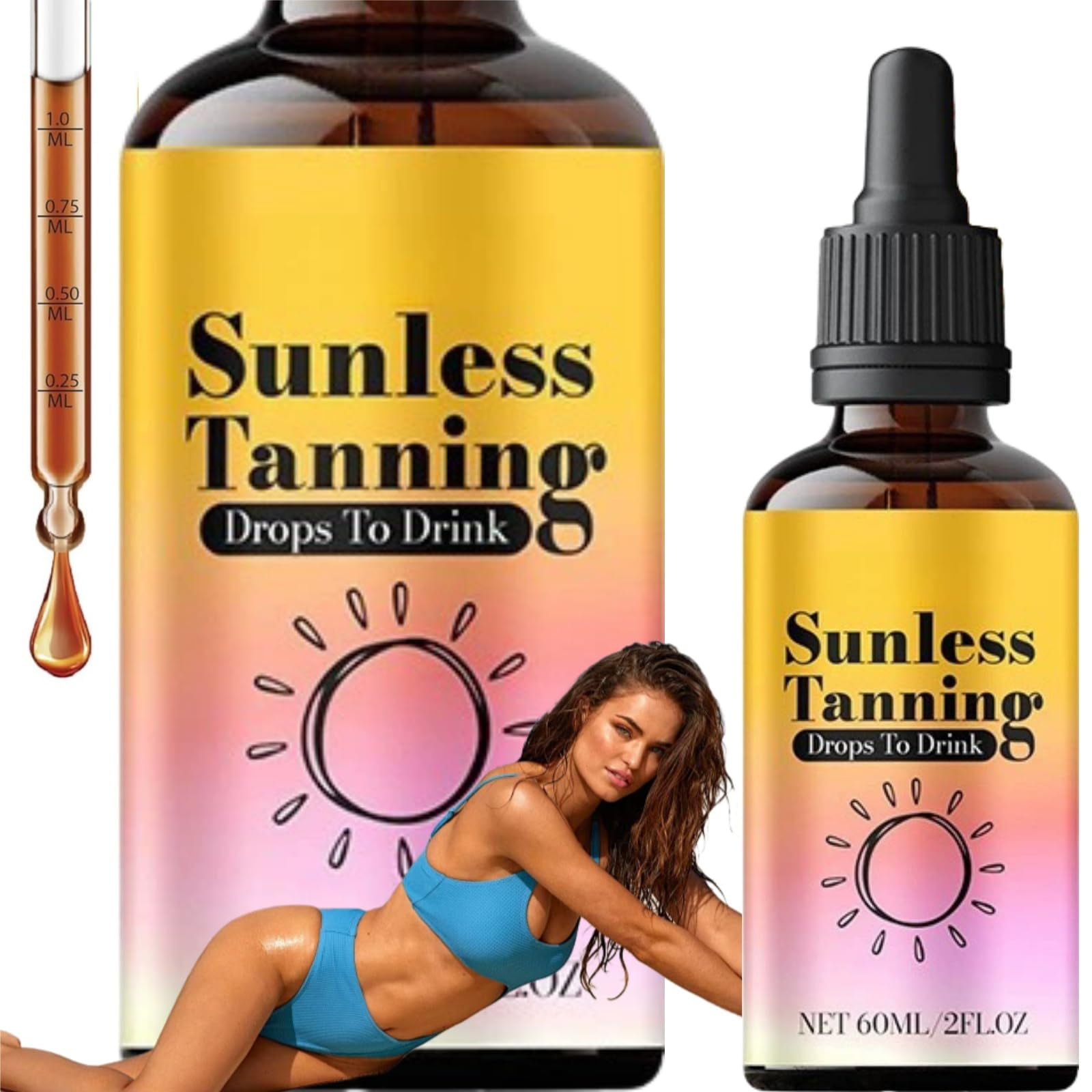 2025 Sunless Tanning Drops to Drink - Drinkable Tanning Drops - Oral Drink - No Sun Required to ...