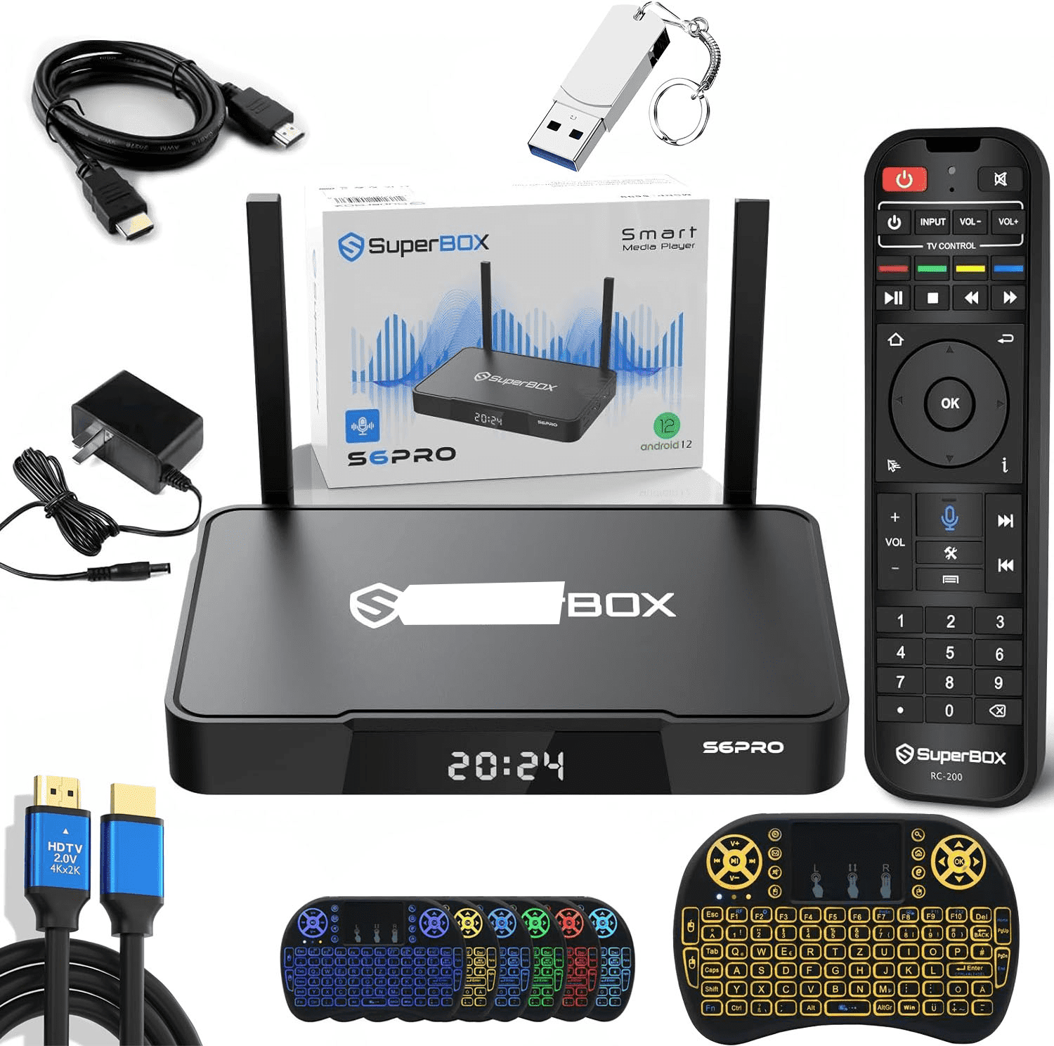 2025 Super S6 Pro Bundle TV Box, DDR4-4GB RAM, 32GB ROM, 6K Ultra HD Experience, Hands-Free ...