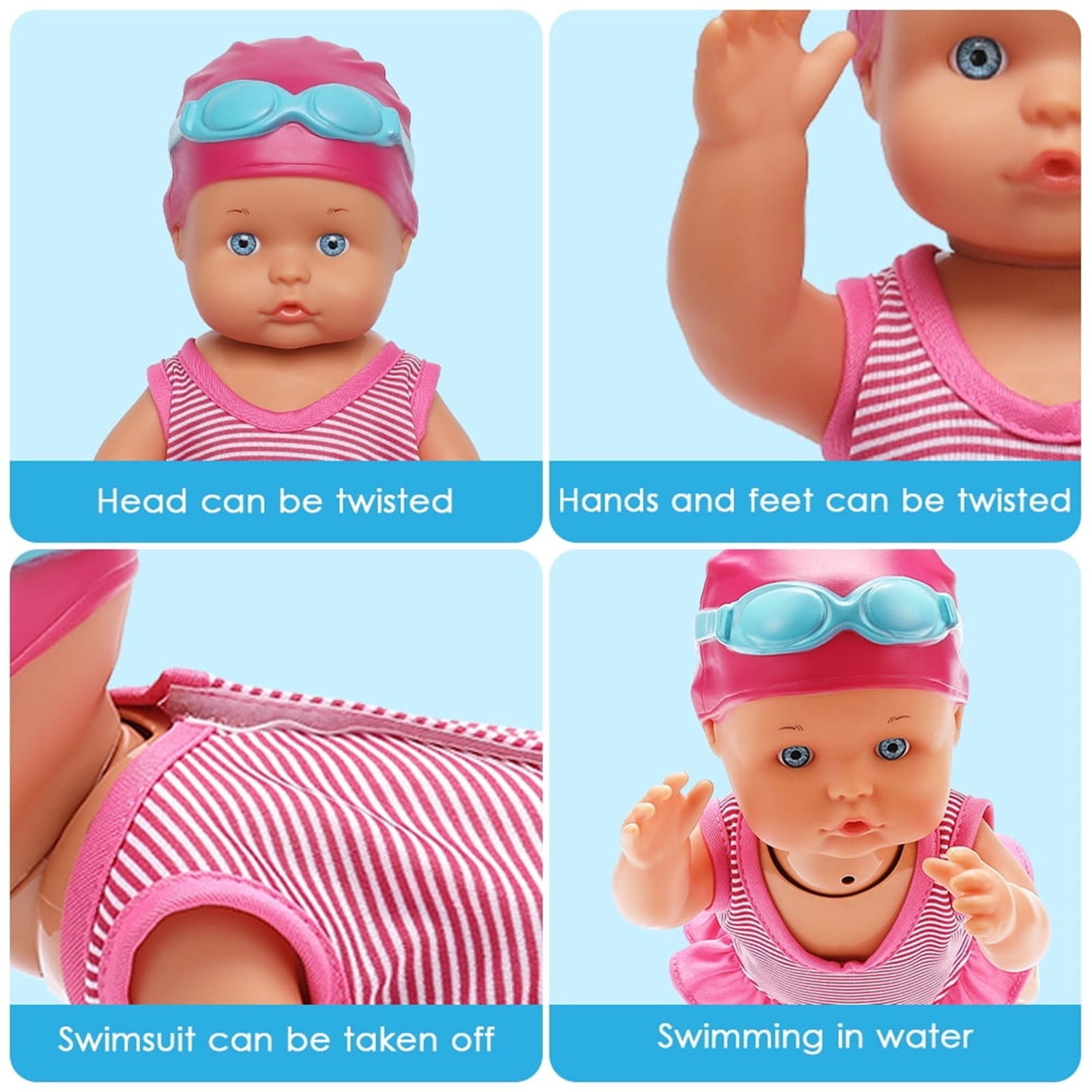 2025 Swimming Baby Doll,Upgraded Waterproof Swimmer Toy,Electric Water ...