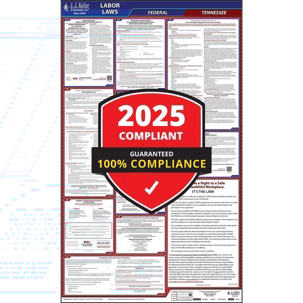 2025 Tennessee and Federal Labor Law Poster (English, TN State) - OSHA ...