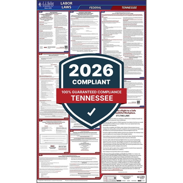 2025 Tennessee and Federal Labor Law Poster (English, TN State) - OSHA ...