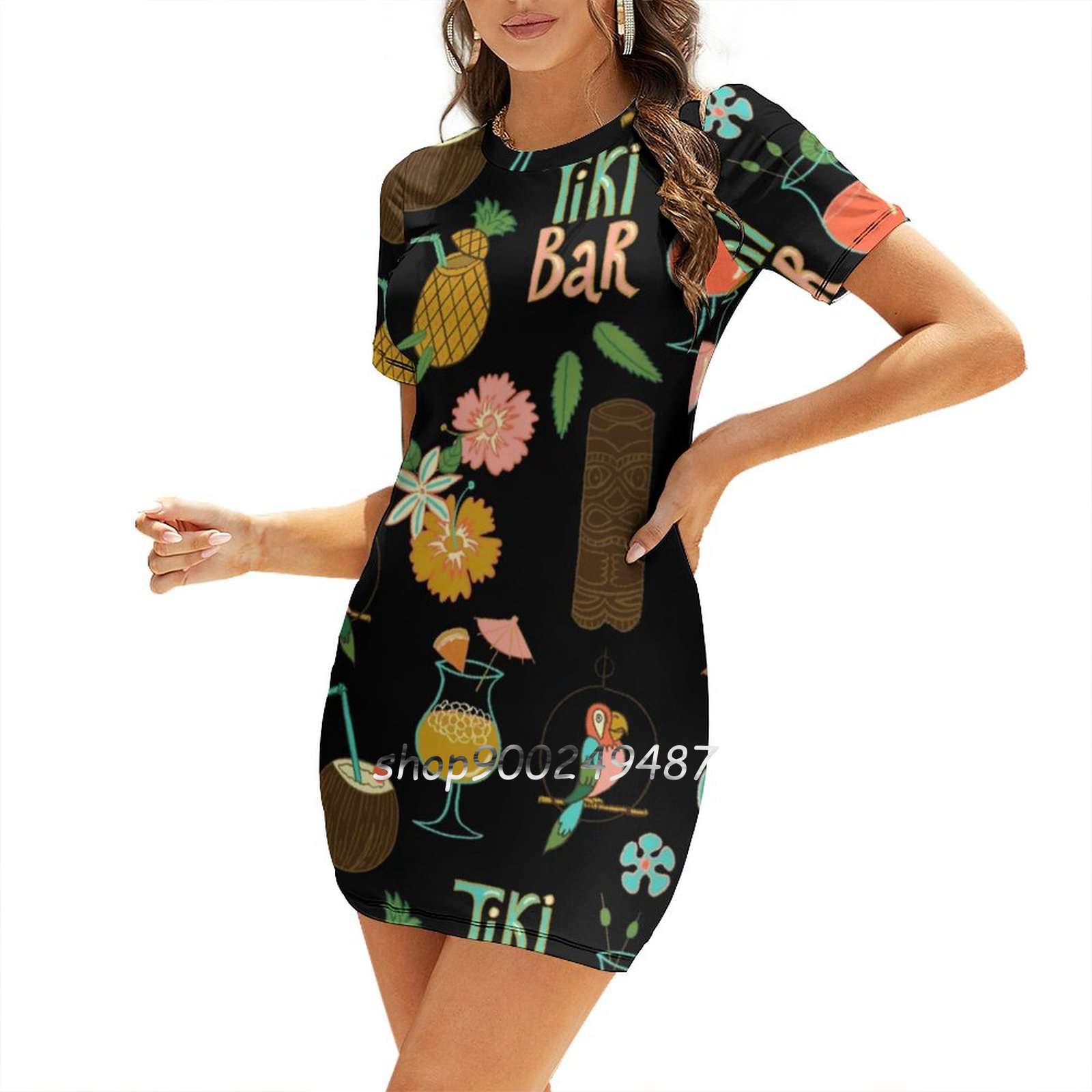 2025 Tiki Bar Lounge Sweetheart Knot Flared Dress Fashion Design Large ...
