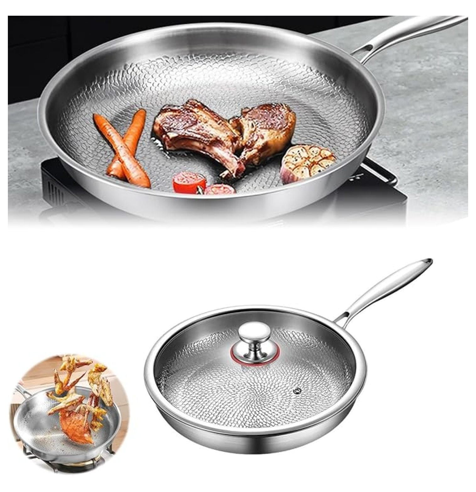 2025 Titanium Hammered Pan Pro with Lid | 100% Pure Titanium | Ultra ...