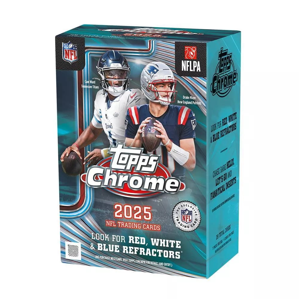 2025 Topps Chrome Football Trading Cards Factory Sealed Mega Box ...